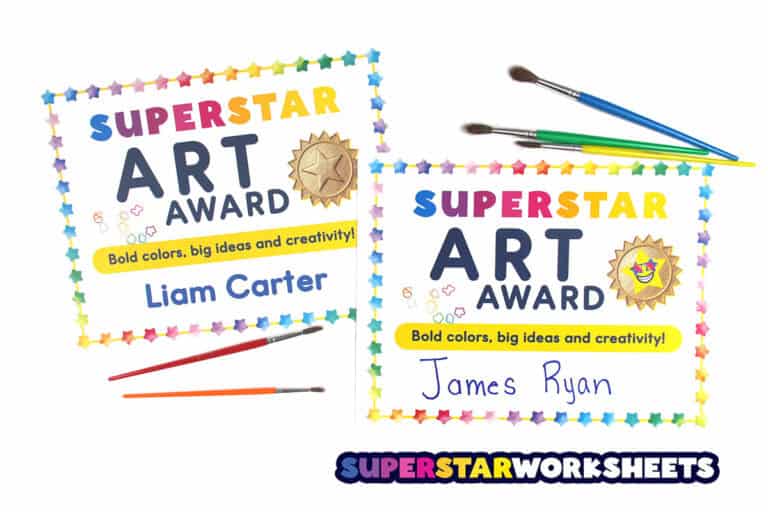 Superstar Awards (Free Printables) - Superstar Worksheets