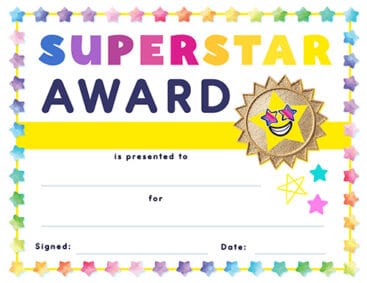 Superstar Awards (Free Printables) - Superstar Worksheets