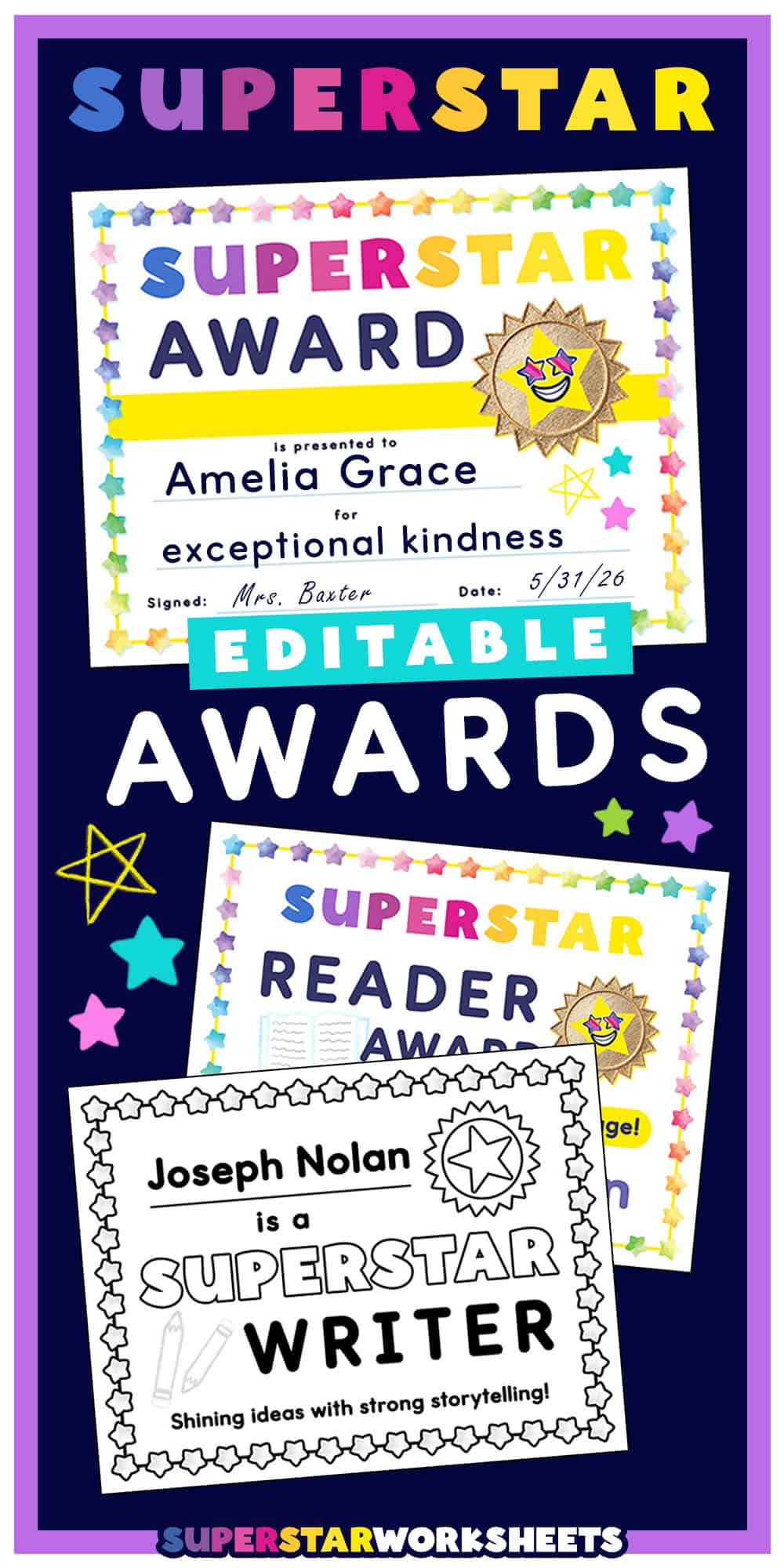 Superstar Awards (Free Printables) - Superstar Worksheets