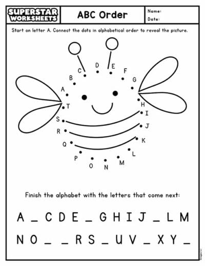 ABC Order Worksheets (Free Printables) - Superstar Worksheets