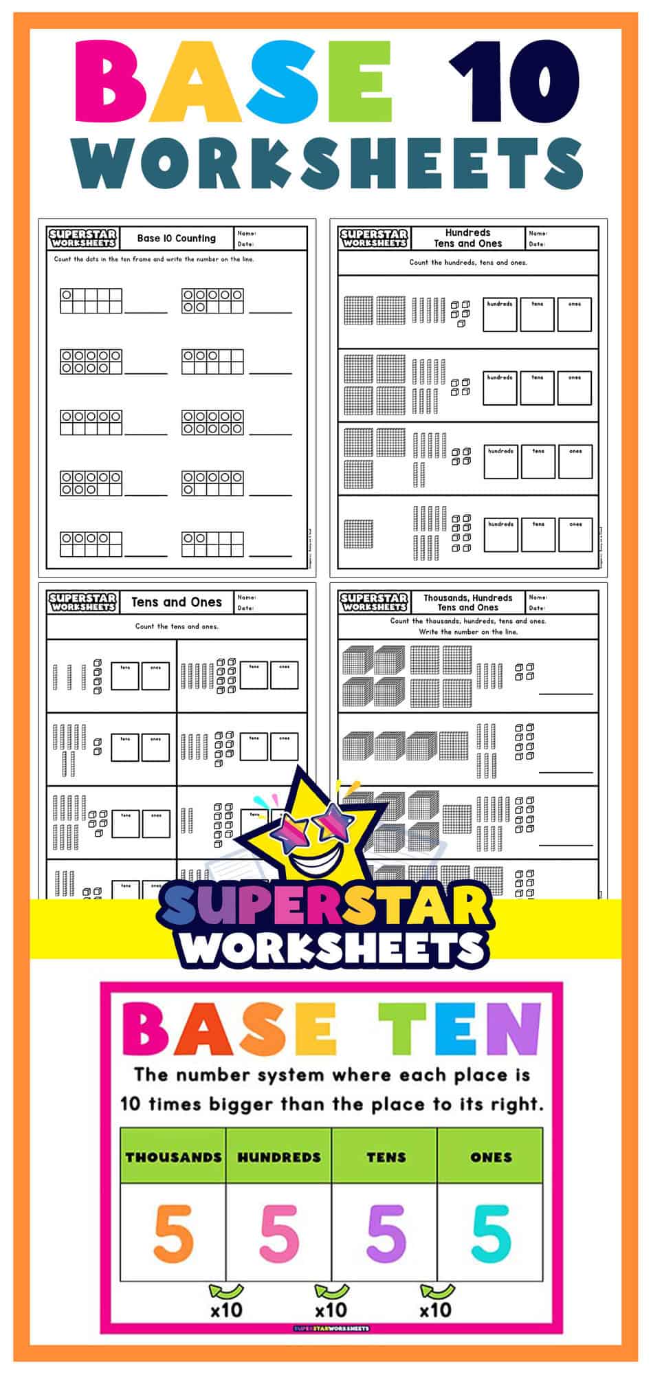 Base 10 Worksheets - Superstar Worksheets