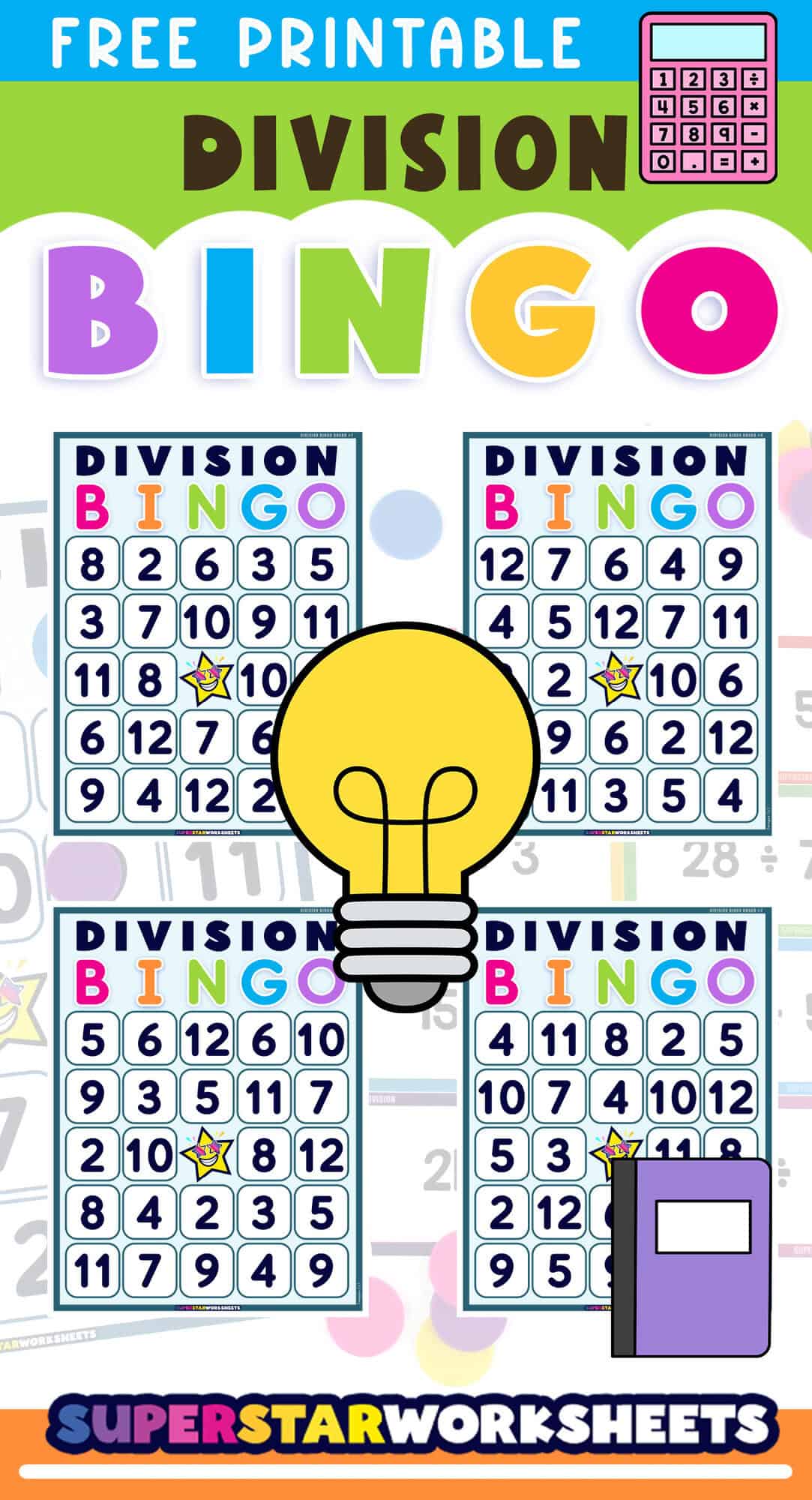 Division BINGO - Superstar Worksheets