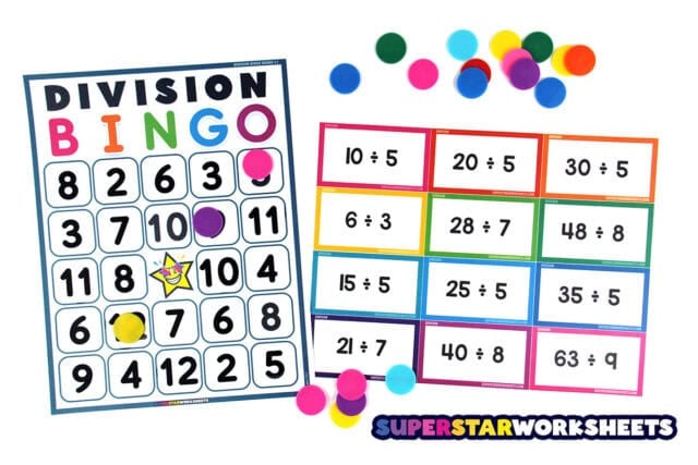 Division BINGO (Free Printables) - Superstar Worksheets