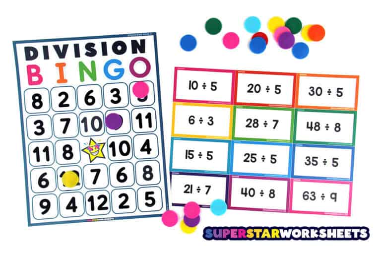 Division BINGO - Superstar Worksheets