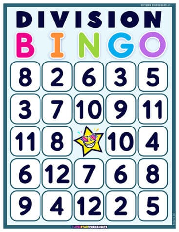 Division BINGO - Superstar Worksheets