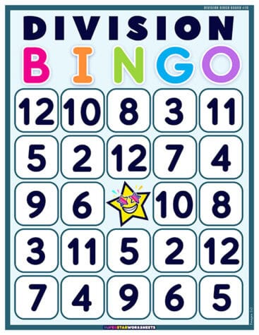 Division BINGO - Superstar Worksheets
