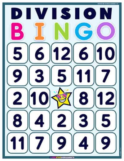 Division BINGO (Free Printables) - Superstar Worksheets