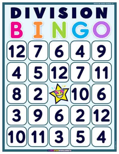 Division BINGO (Free Printables) - Superstar Worksheets