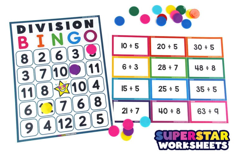 Division BINGO - Superstar Worksheets