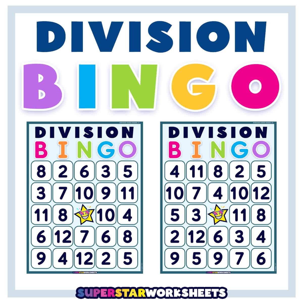Division BINGO - Superstar Worksheets