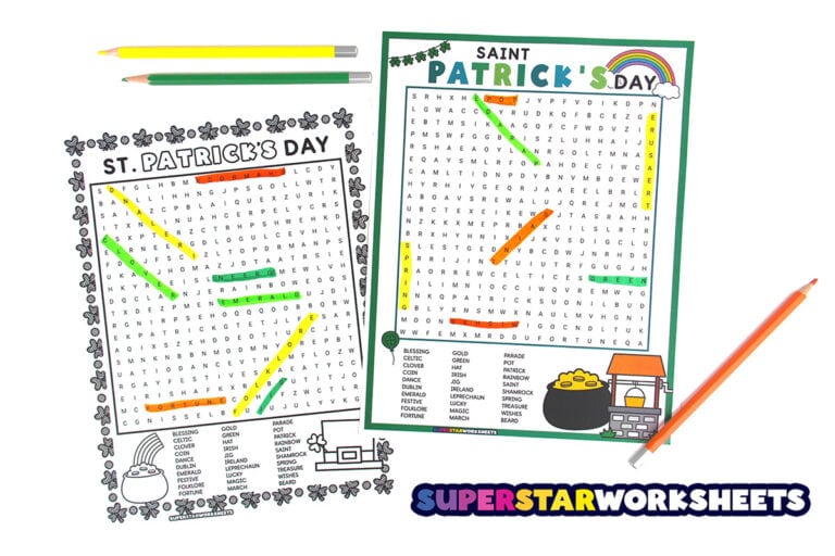 St. Patrick's Day Word Search (Free Printables) - Superstar Worksheets