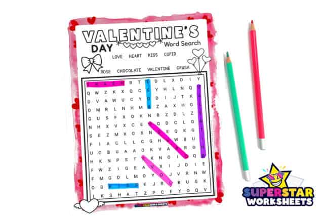 Valentine's Day Word Search (Free Printables) - Superstar Worksheets