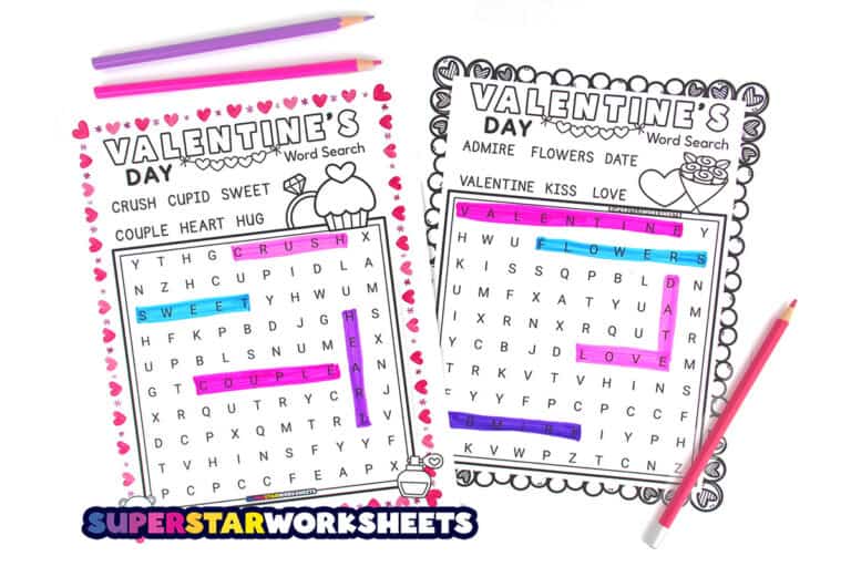 Valentine's Day Word Search (Free Printables) - Superstar Worksheets