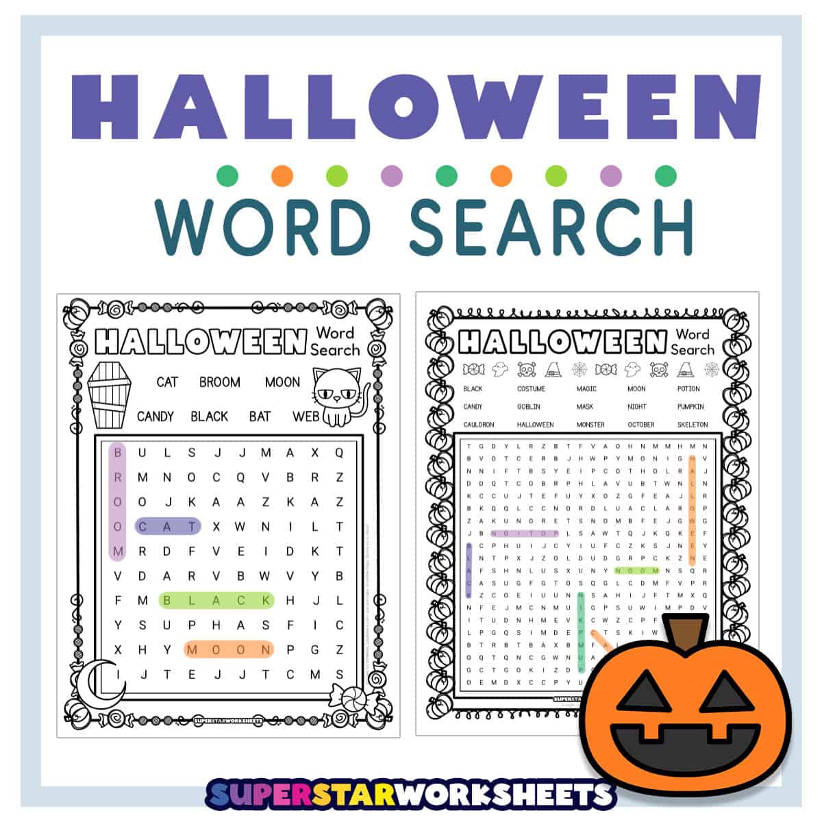 Halloween Word Search (Free Printables) - Superstar Worksheets