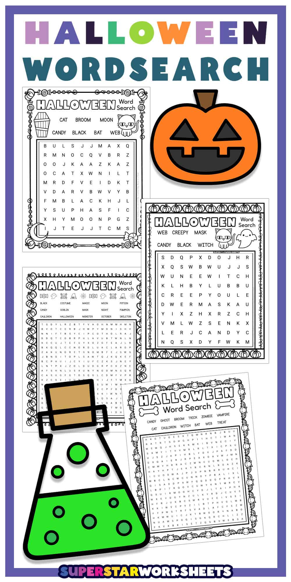 Halloween Word Search (Free Printables) - Superstar Worksheets