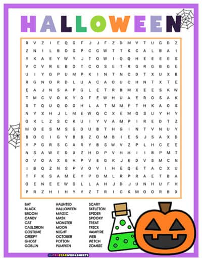 Halloween Word Search (Free Printables) - Superstar Worksheets