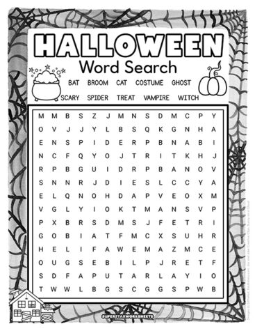 Halloween Word Search (Free Printables) - Superstar Worksheets