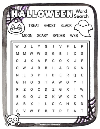 Halloween Word Search (Free Printables) - Superstar Worksheets