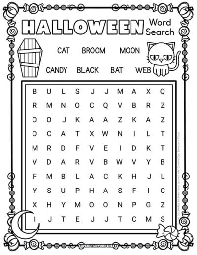 Halloween Word Search (Free Printables) - Superstar Worksheets