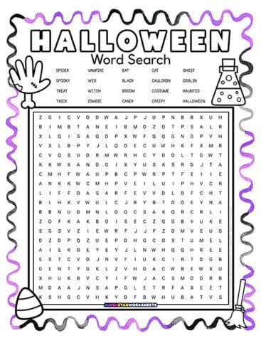 Halloween Word Search (Free Printables) - Superstar Worksheets