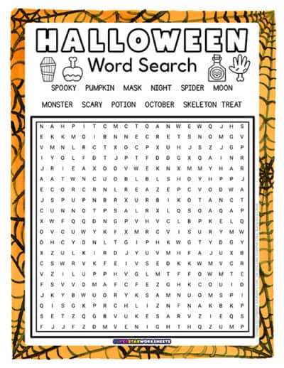Halloween Word Search (Free Printables) - Superstar Worksheets