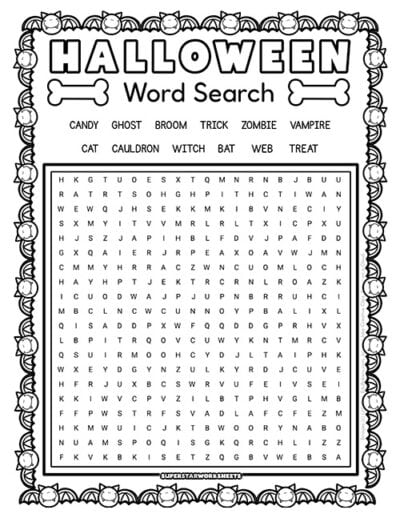 Halloween Word Search (Free Printables) - Superstar Worksheets