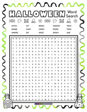 Halloween Word Search (Free Printables) - Superstar Worksheets