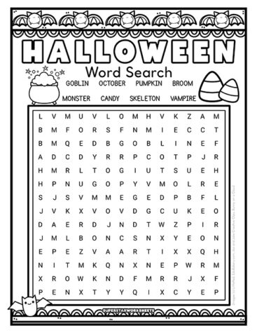 Halloween Word Search (Free Printables) - Superstar Worksheets
