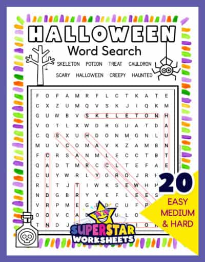 Halloween Word Search (Free Printables) - Superstar Worksheets