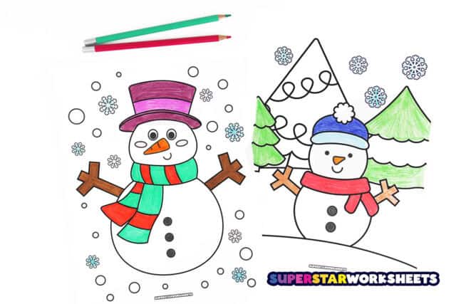 Snowman Coloring Pages (Free Printables) - Superstar Worksheets