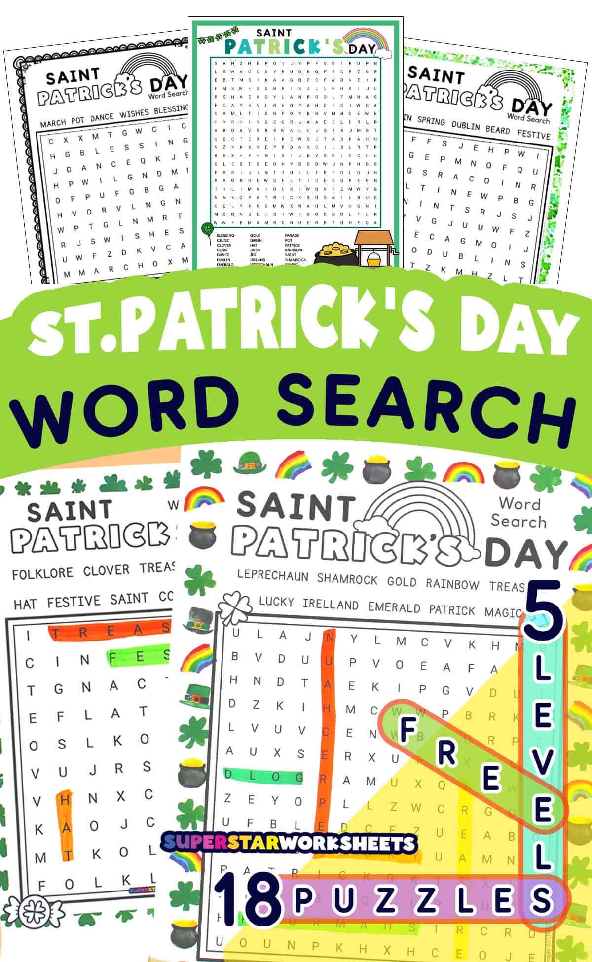 St. Patrick's Day Word Search (Free Printables) - Superstar Worksheets