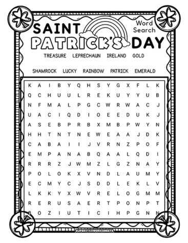St. Patrick's Day Word Search (Free Printables) - Superstar Worksheets