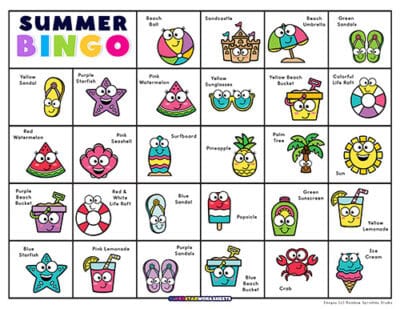Summer BINGO (Free Printables) - Superstar Worksheets