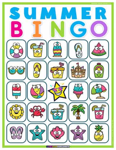 Summer BINGO (Free Printables) - Superstar Worksheets