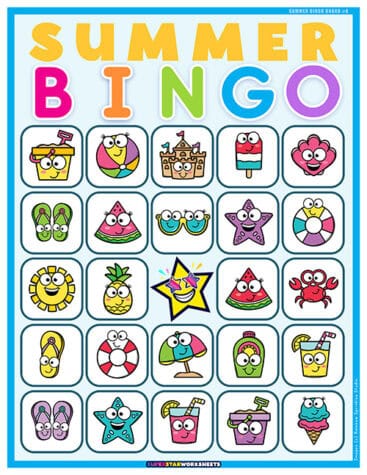 Summer BINGO (Free Printables) - Superstar Worksheets