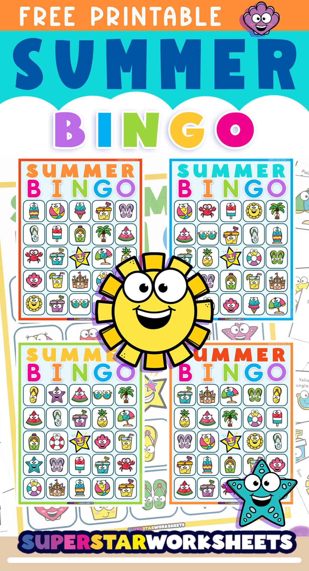 Summer BINGO (Free Printables) - Superstar Worksheets