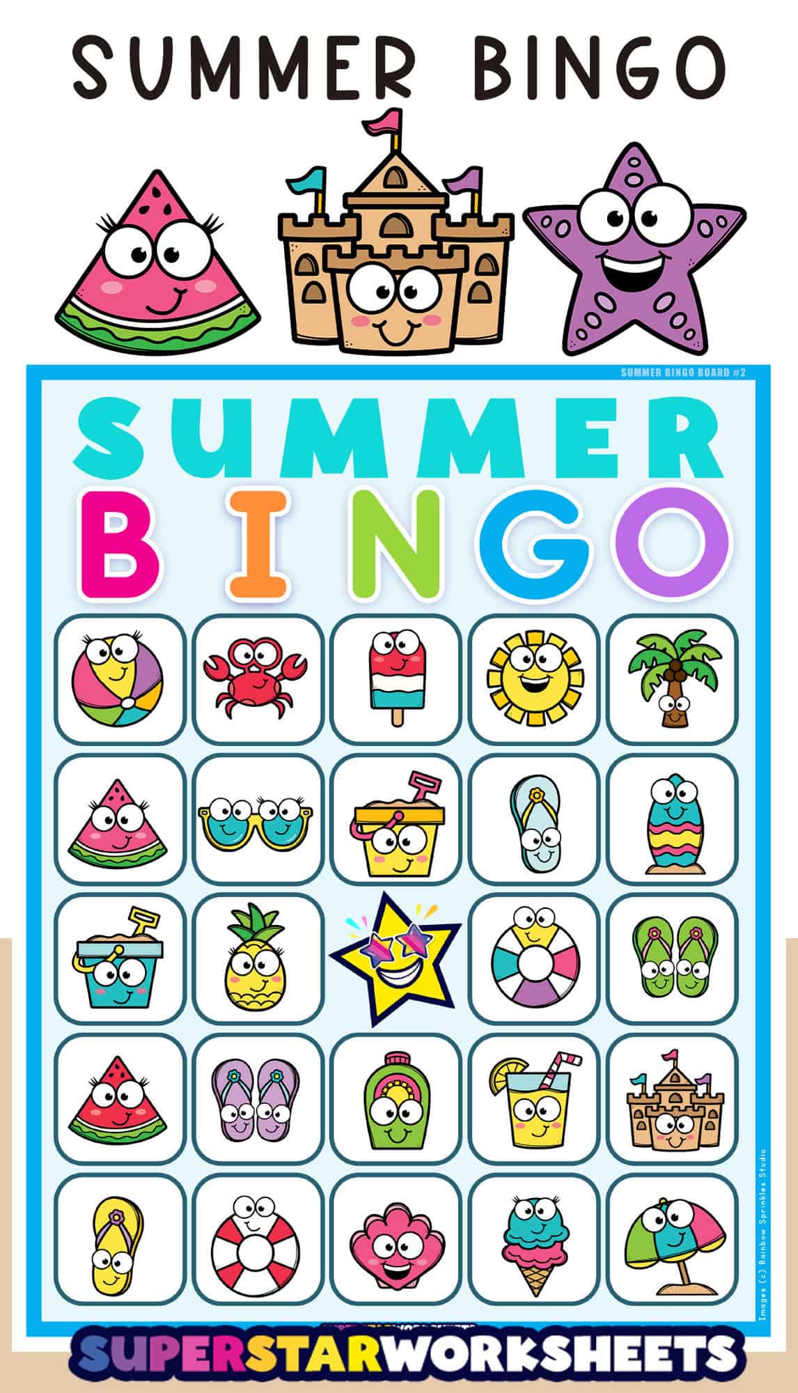Summer BINGO - Superstar Worksheets