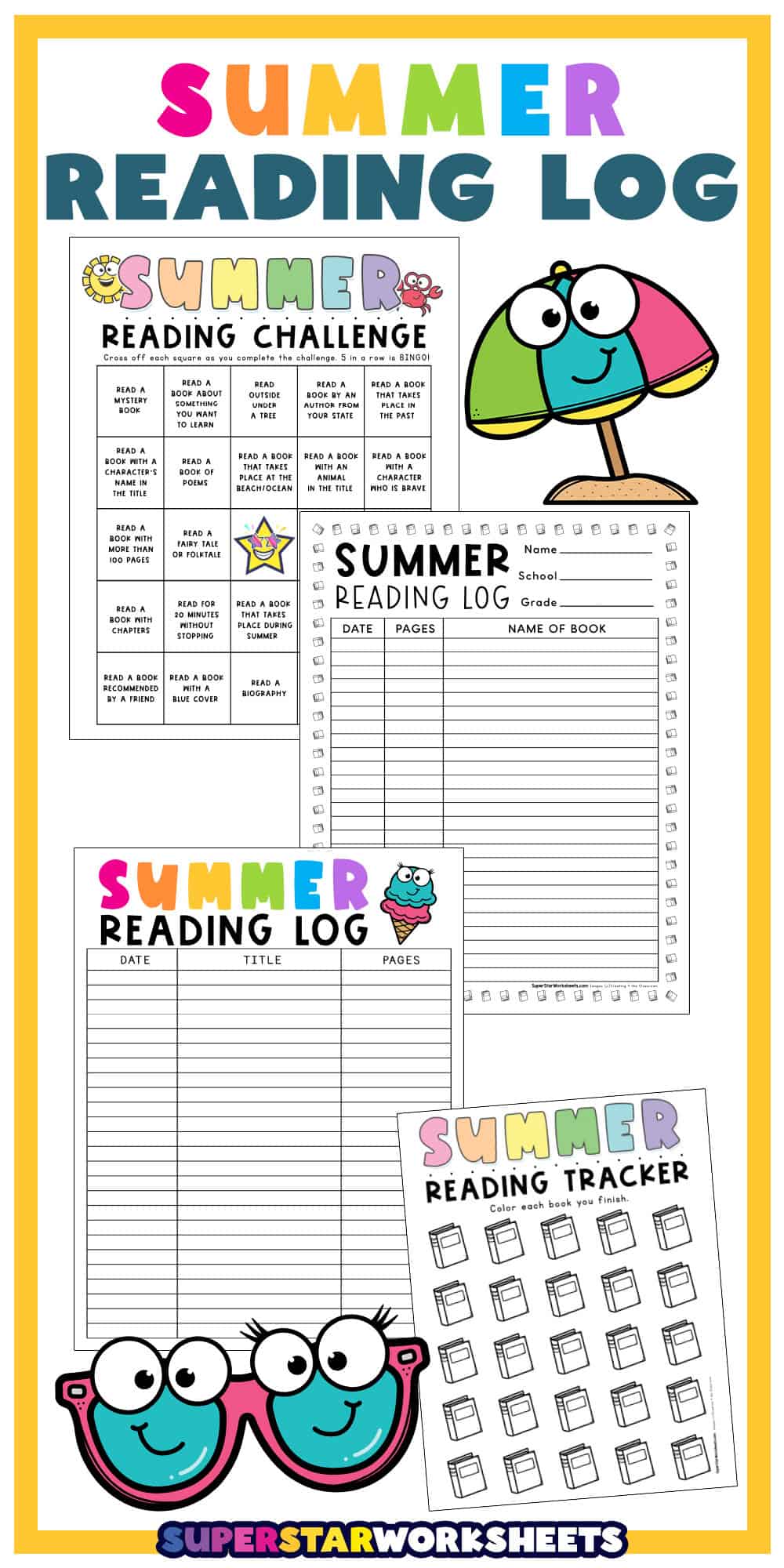 Summer Reading Log (Free Printables) - Superstar Worksheets
