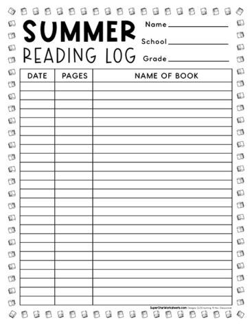 Summer Reading Log (Free Printables) - Superstar Worksheets