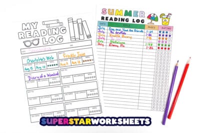 Summer Reading Log (Free Printables) - Superstar Worksheets