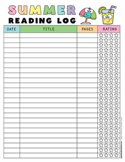 Summer Reading Log (Free Printables) - Superstar Worksheets
