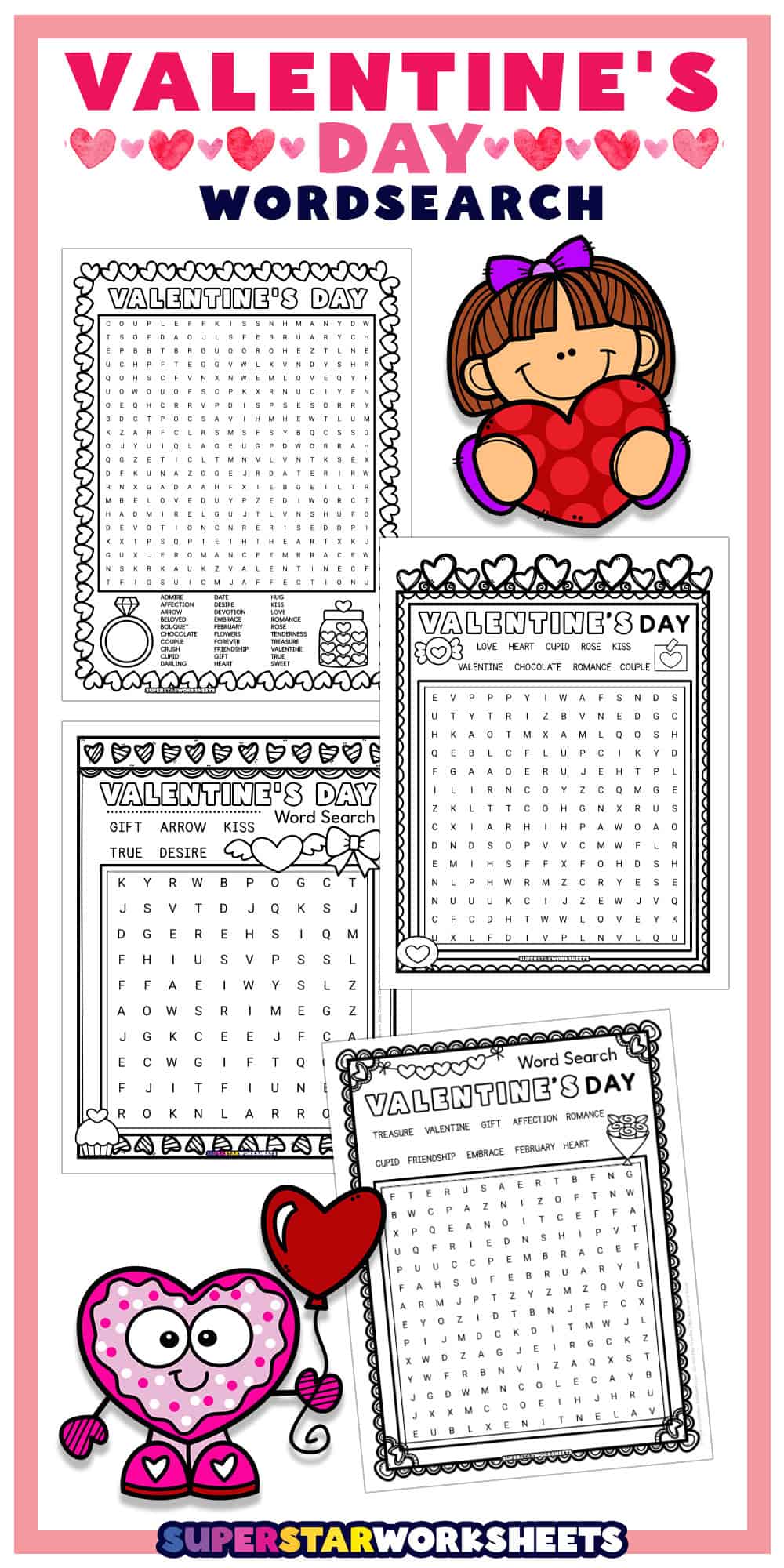 Valentine's Day Word Search (Free Printables) - Superstar Worksheets