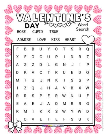 Valentine's Day Word Search (Free Printables) - Superstar Worksheets