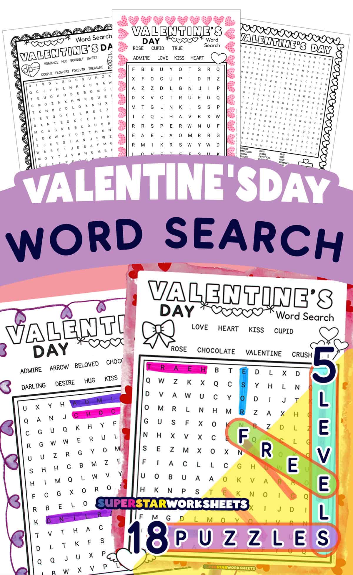 Valentine's Day Word Search (Free Printables) - Superstar Worksheets