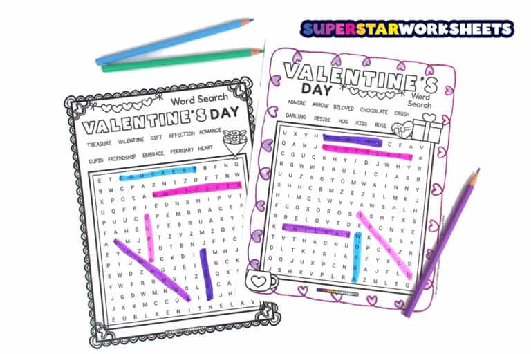 Valentine's Day Word Search (Free Printables) - Superstar Worksheets