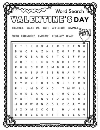 Valentine's Day Word Search (Free Printables) - Superstar Worksheets
