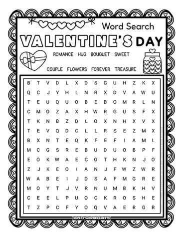 Valentine's Day Word Search (Free Printables) - Superstar Worksheets