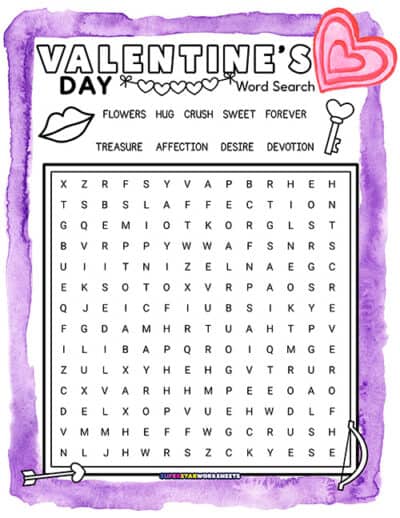Valentine's Day Word Search (Free Printables) - Superstar Worksheets