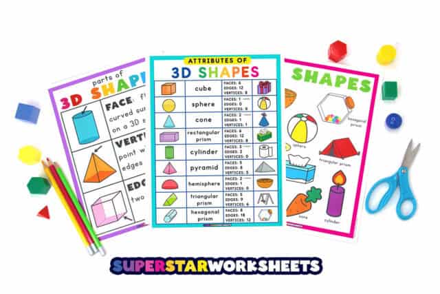 3D Shapes Chart - Superstar Worksheets