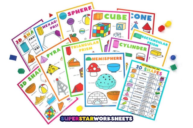 3D Shapes Chart - Superstar Worksheets